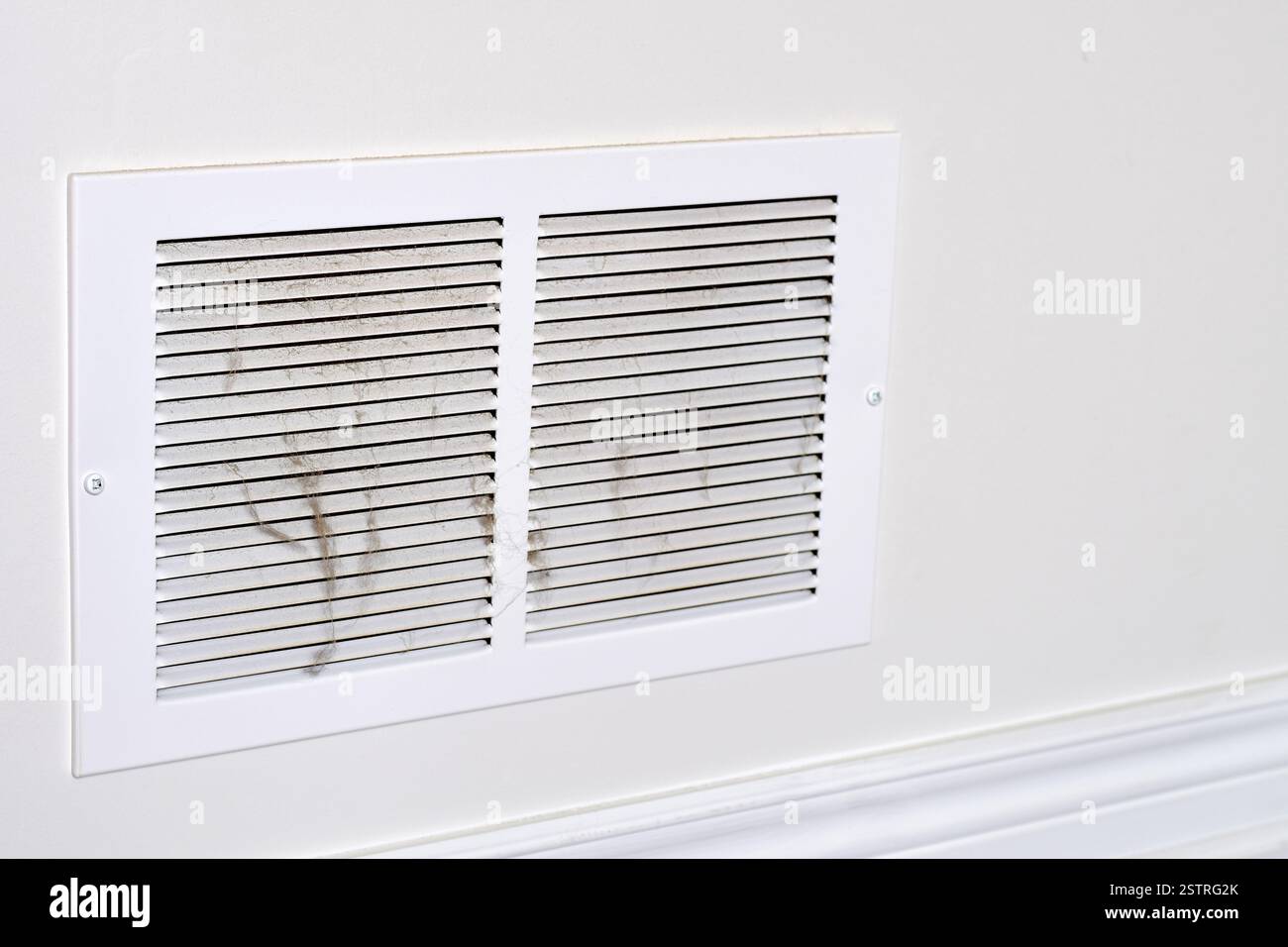 Dirty dusty return vent cover on a house wall with copy space Stock ...