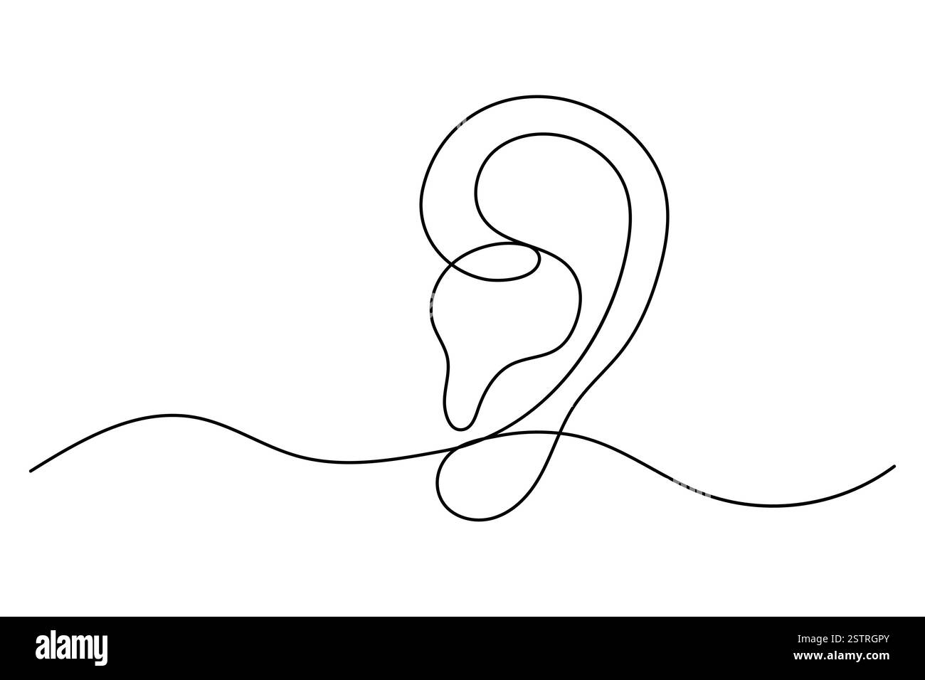 Continuous one line drawing of human ear Isolated on white background ...