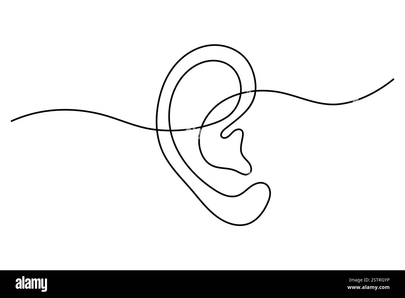 Continuous one line drawing of human ear Isolated on white background ...