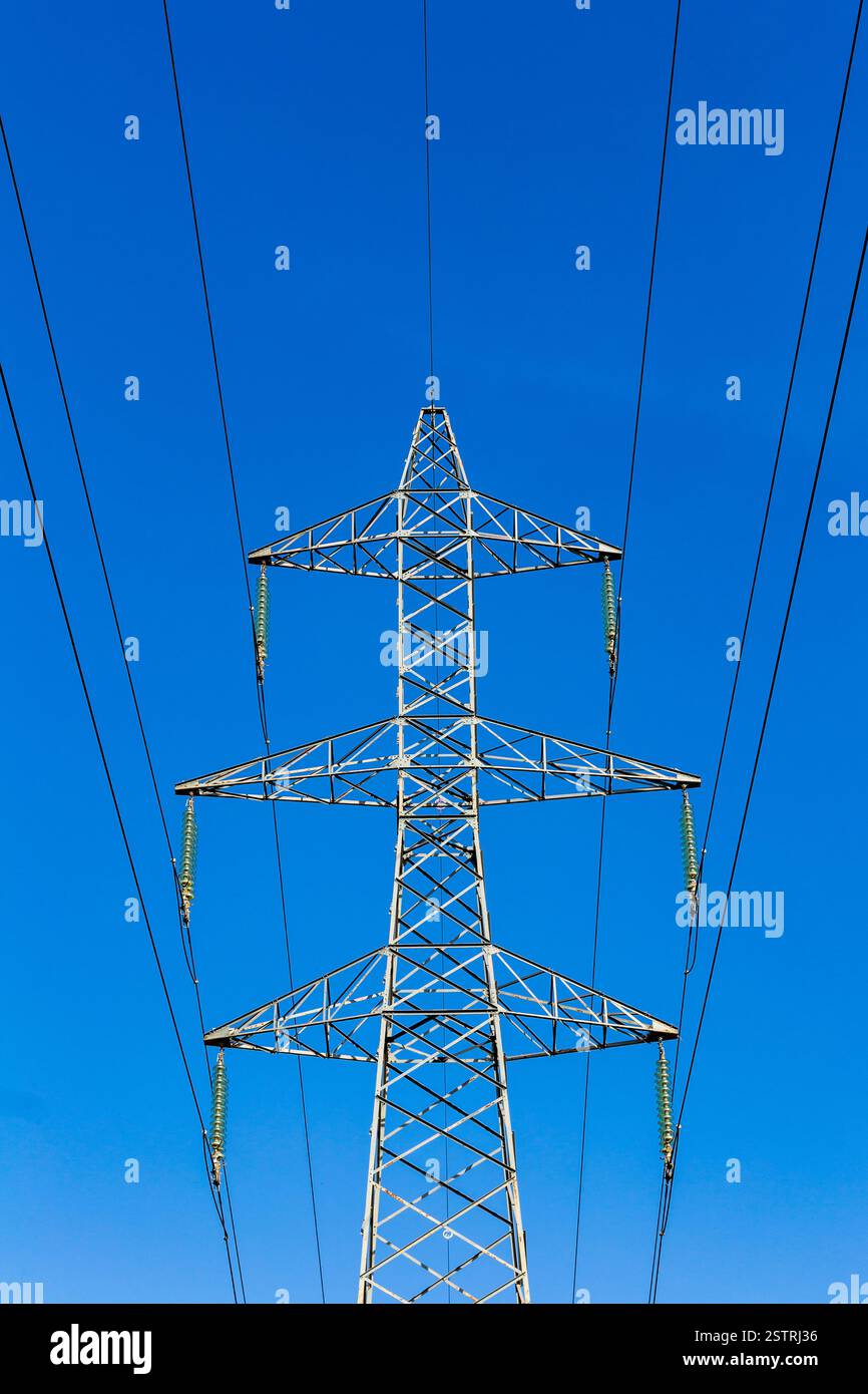 High voltage pylon in the French countryside. 225kV High voltage ...