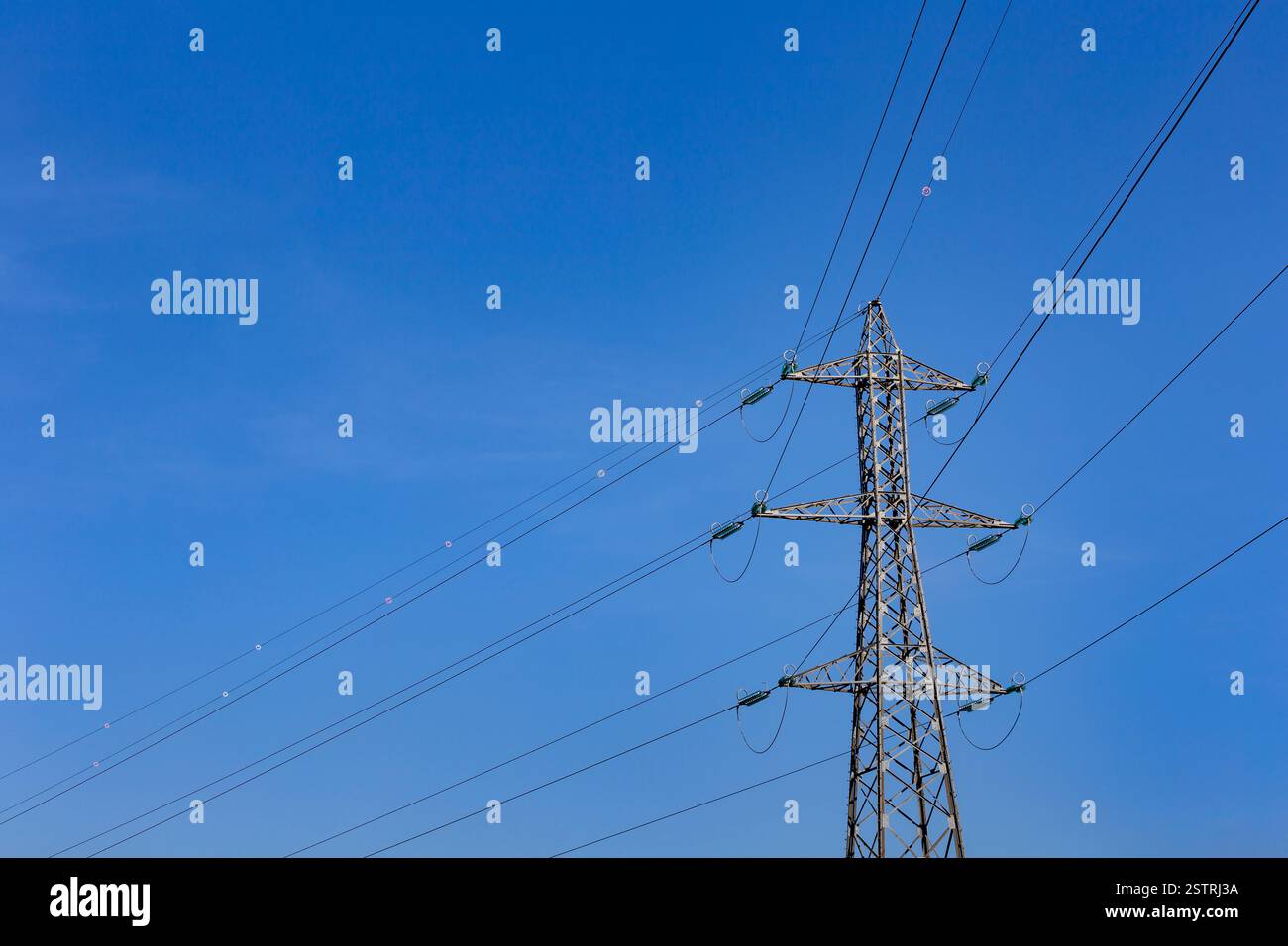 High voltage pylon in the French countryside. 225kV High voltage ...
