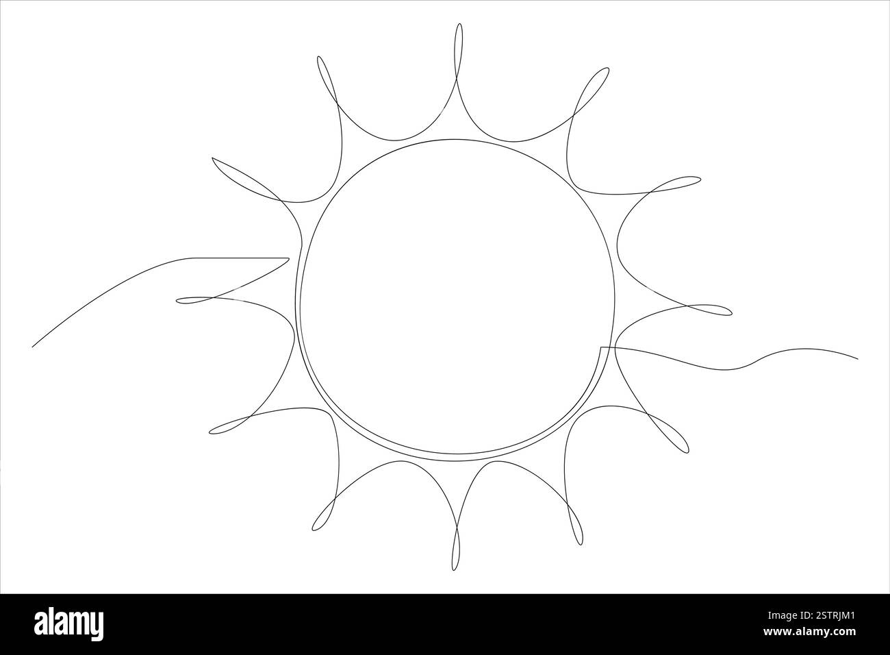 Continuous one line drawing of sun and sunrise, single line sketch ...