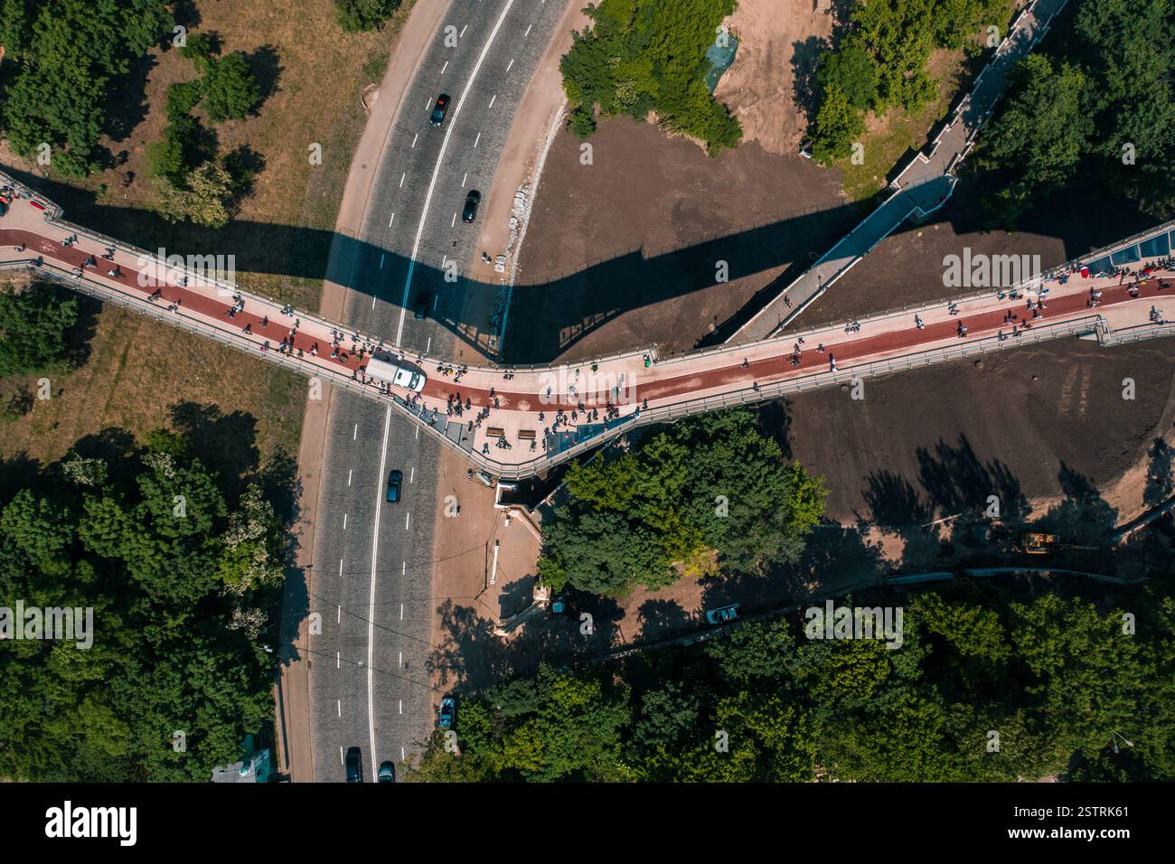 Aerial drone view of new pedestrian bridge from above Stock Photo - Alamy