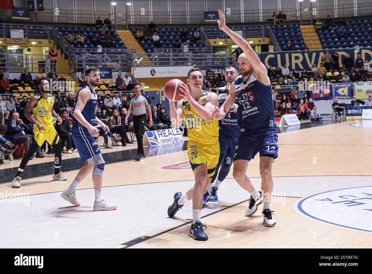 Asti, Italy. 19th Feb, 2025. #28 Giovanni Severini (Reale Mutua Basket ...