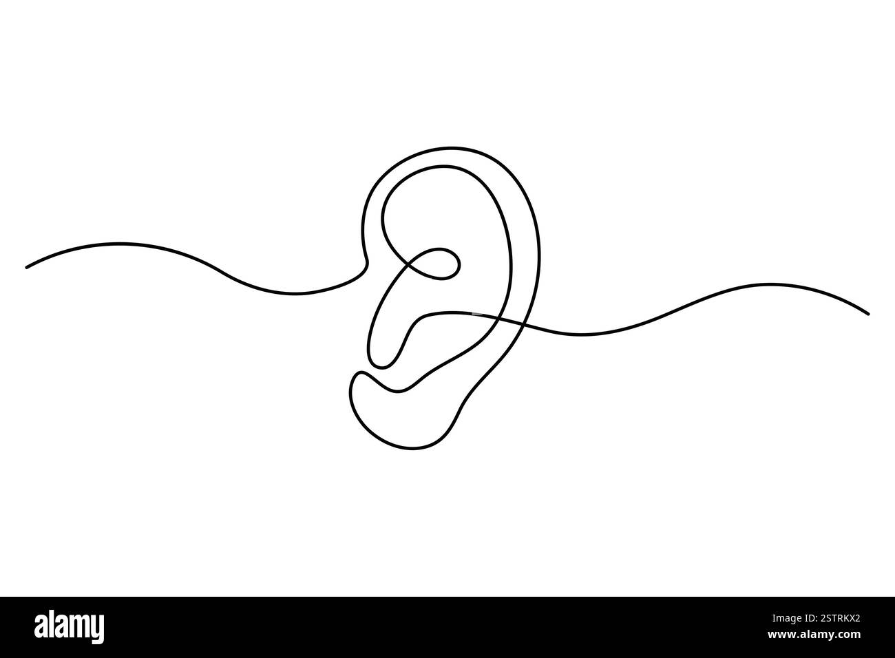 Continuous one line drawing of human ear Isolated on white background ...