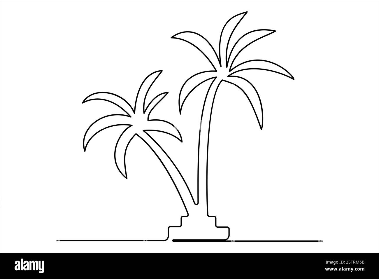 Continuous one line palm tree drawing Isolated on white background ...