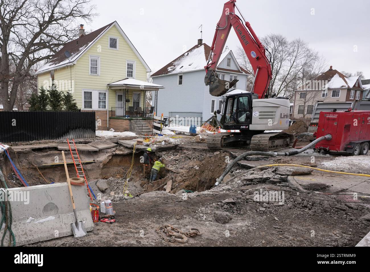Repairs are underway, Wednesday, Feb. 19, 2025, after a recent water ...