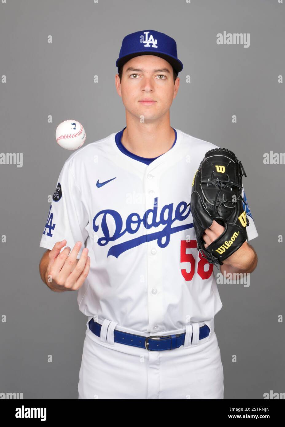 This is a 2025 photo of pitcher Jared Karros of the Los Angeles Dodgers ...
