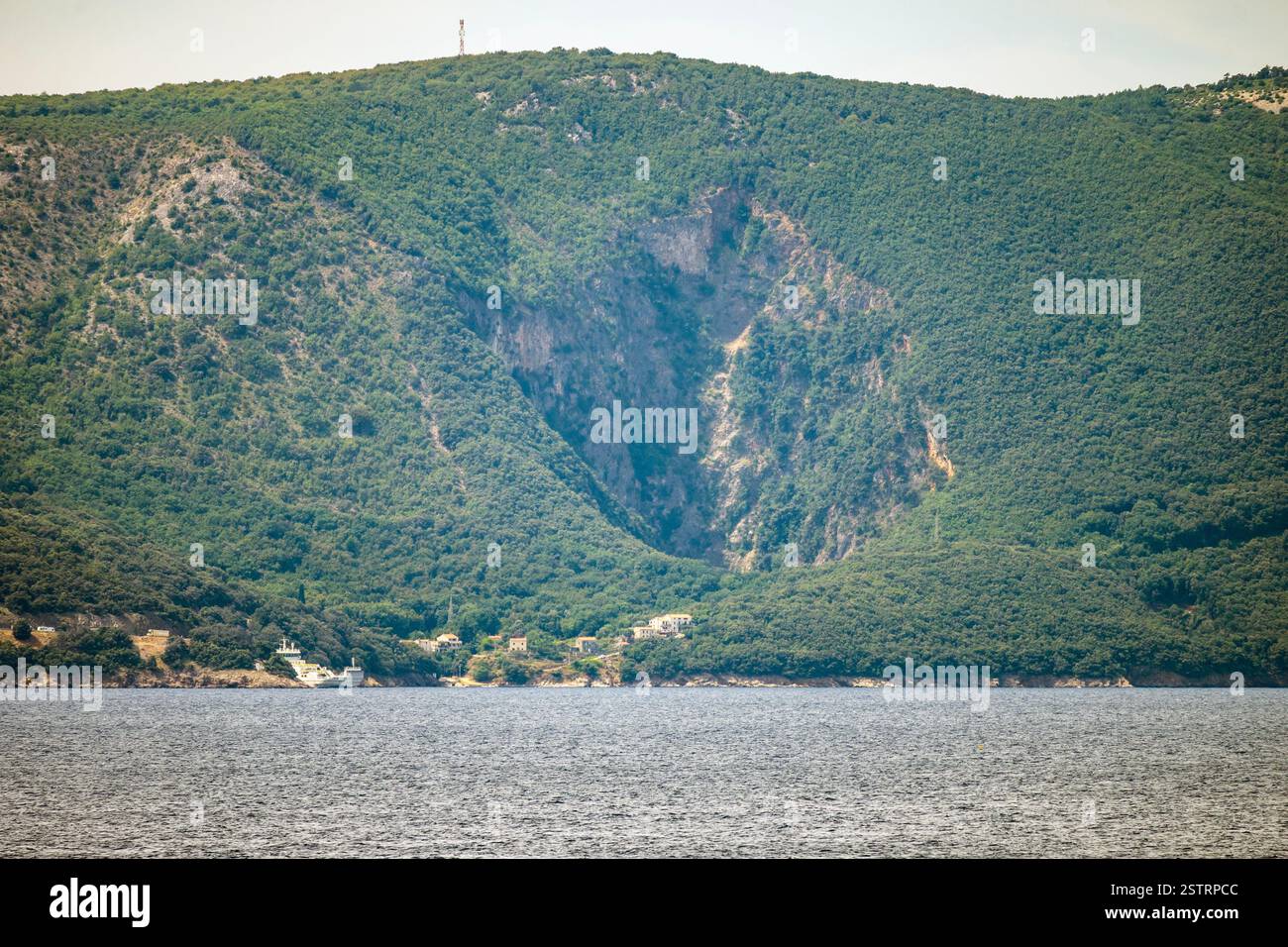 Beautiful mountain with signs of landslide at the village of Merag ...