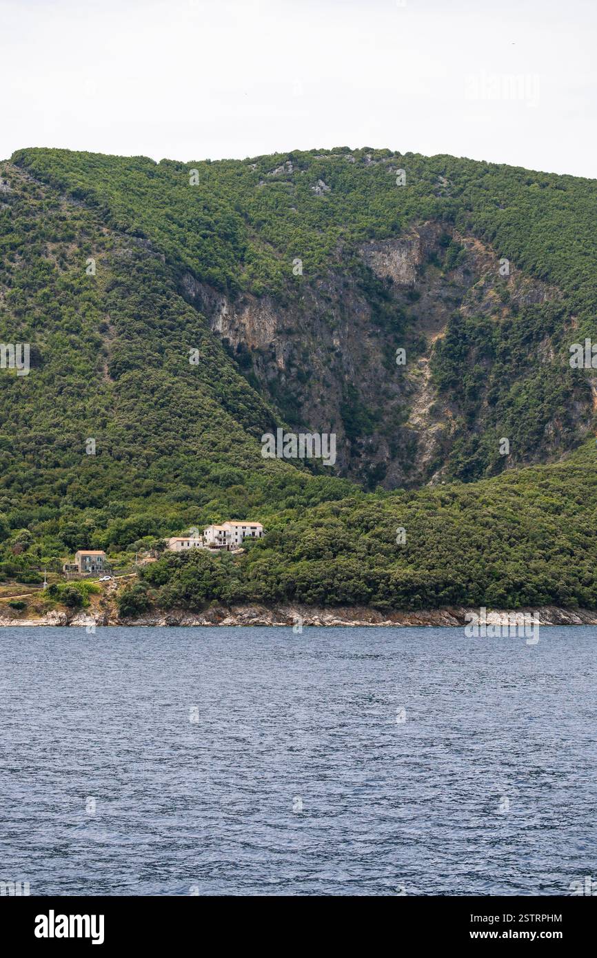 Beautiful mountain with signs of landslide at the village of Merag ...