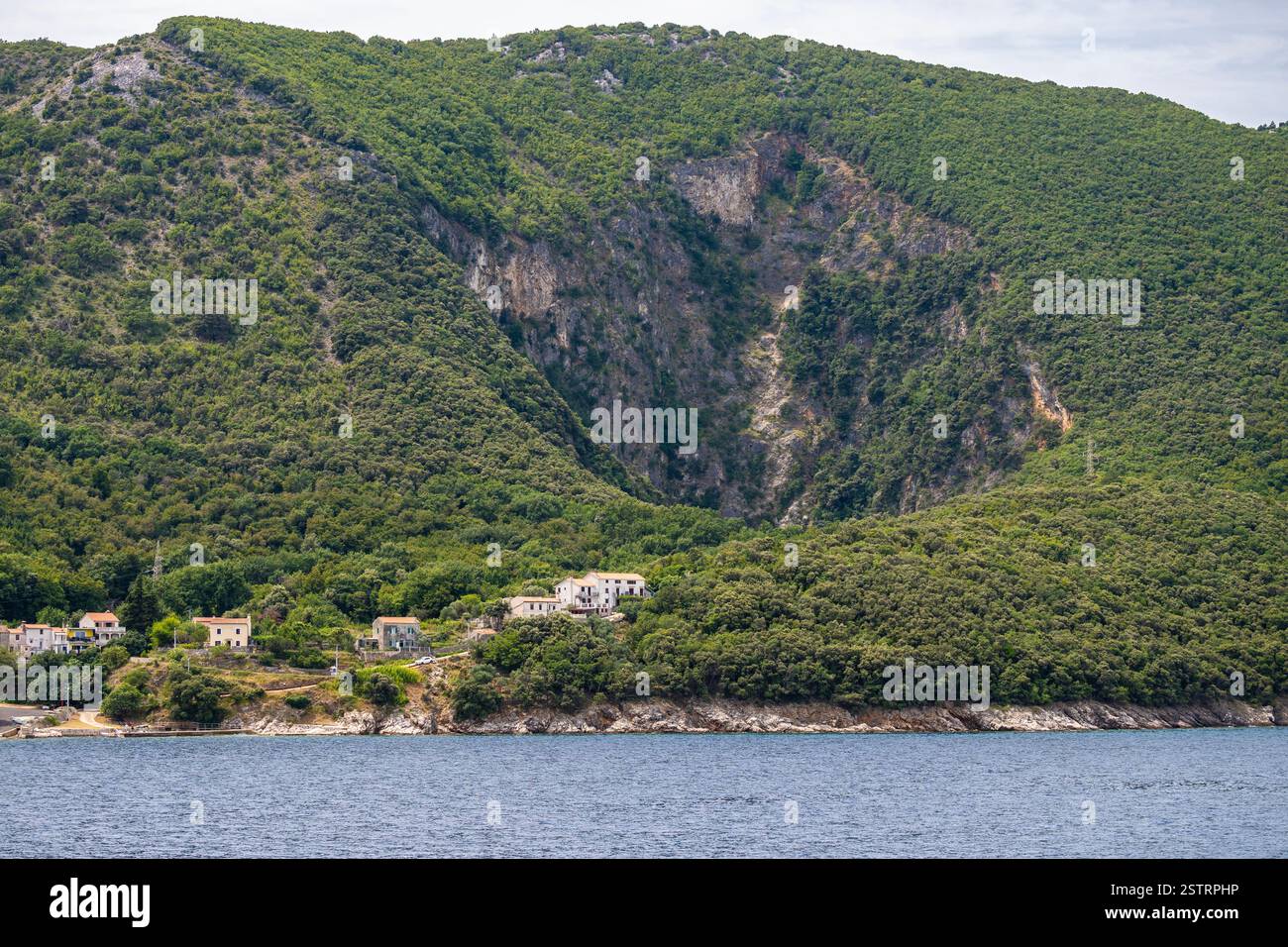 Beautiful mountain with signs of landslide at the village of Merag ...