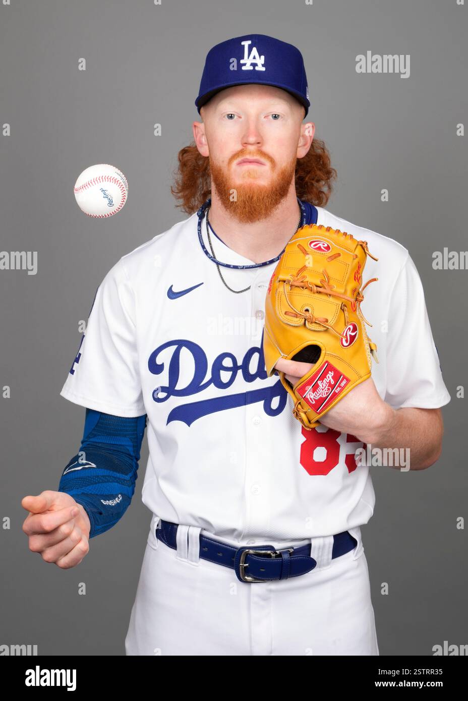 This is a 2025 photo of pitcher Dustin May of the Los Angeles Dodgers ...