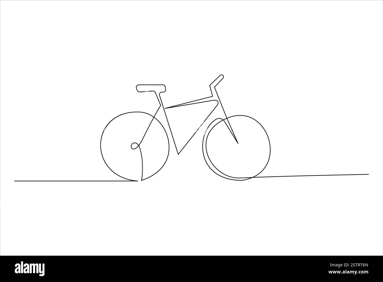 Continuous one line bicycle outline on a white background vector art ...