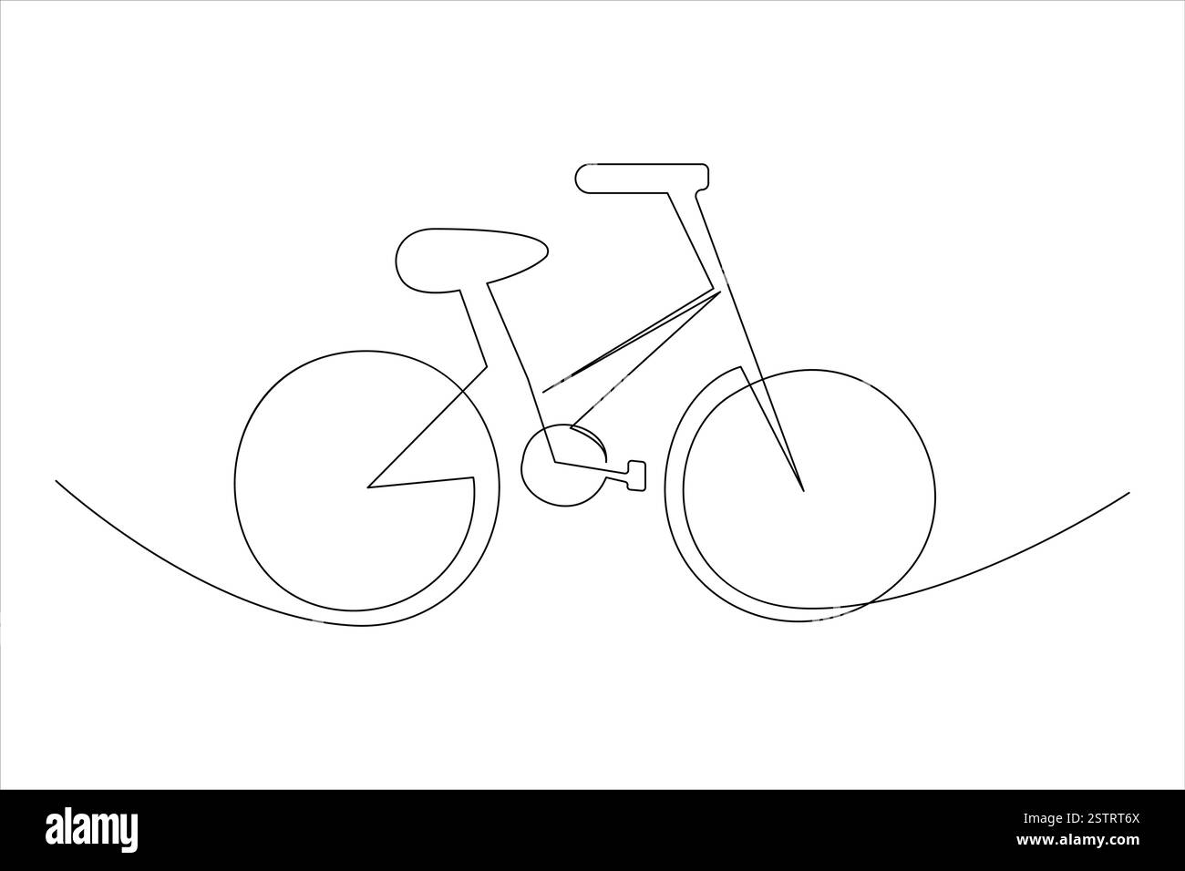 Continuous one line bicycle outline on a white background vector art ...