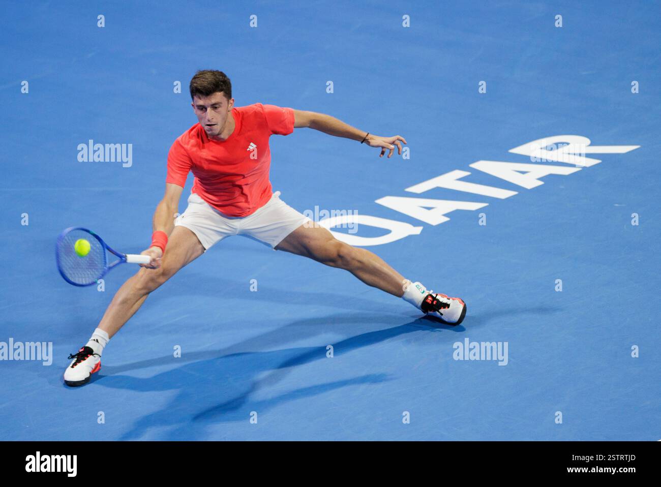 Luca Nardi of Italy during the 2025 Qatar ExxonMobil Open, ATP 500 ...