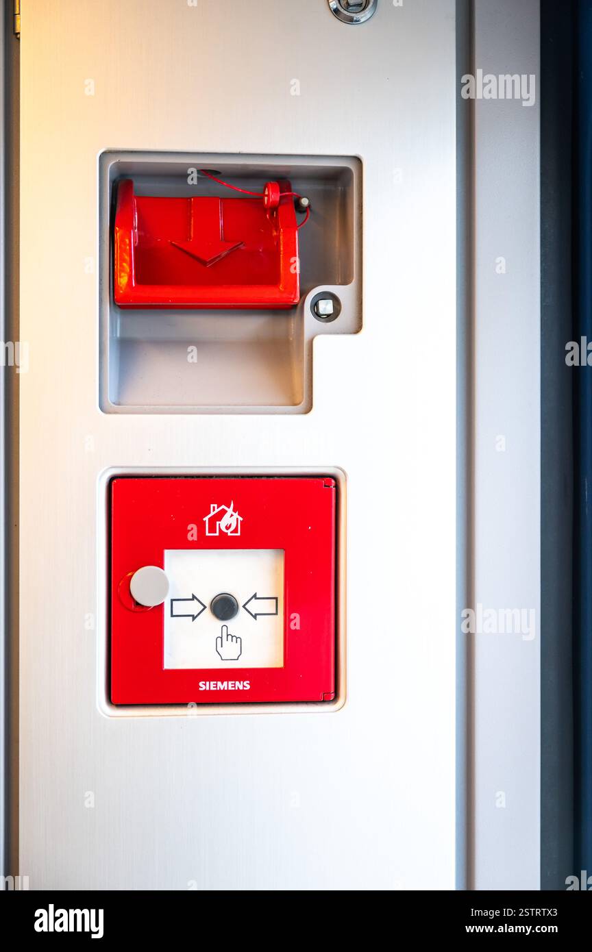 Fire alarm and emergency break on a local train in Leuven, Flemish ...