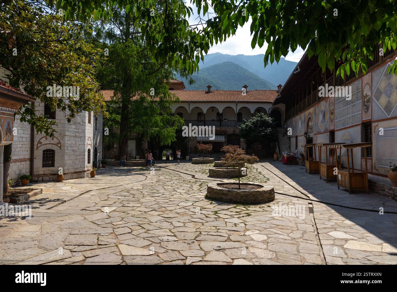 The Bachkovo Monastery of the Dormition of the Theotokos. Courtyard and ...