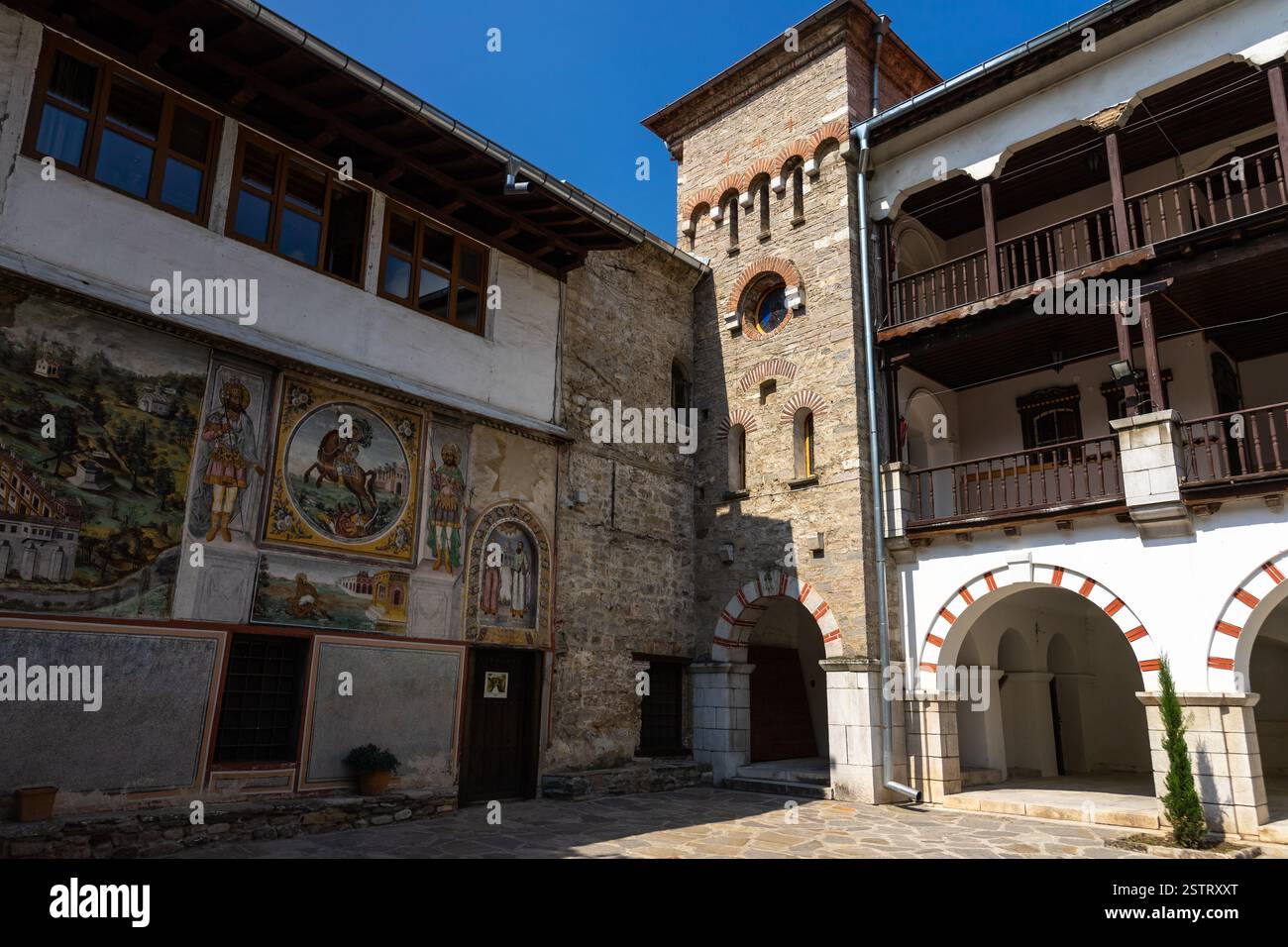 The Bachkovo Monastery of the Dormition of the Theotokos. Courtyard and ...
