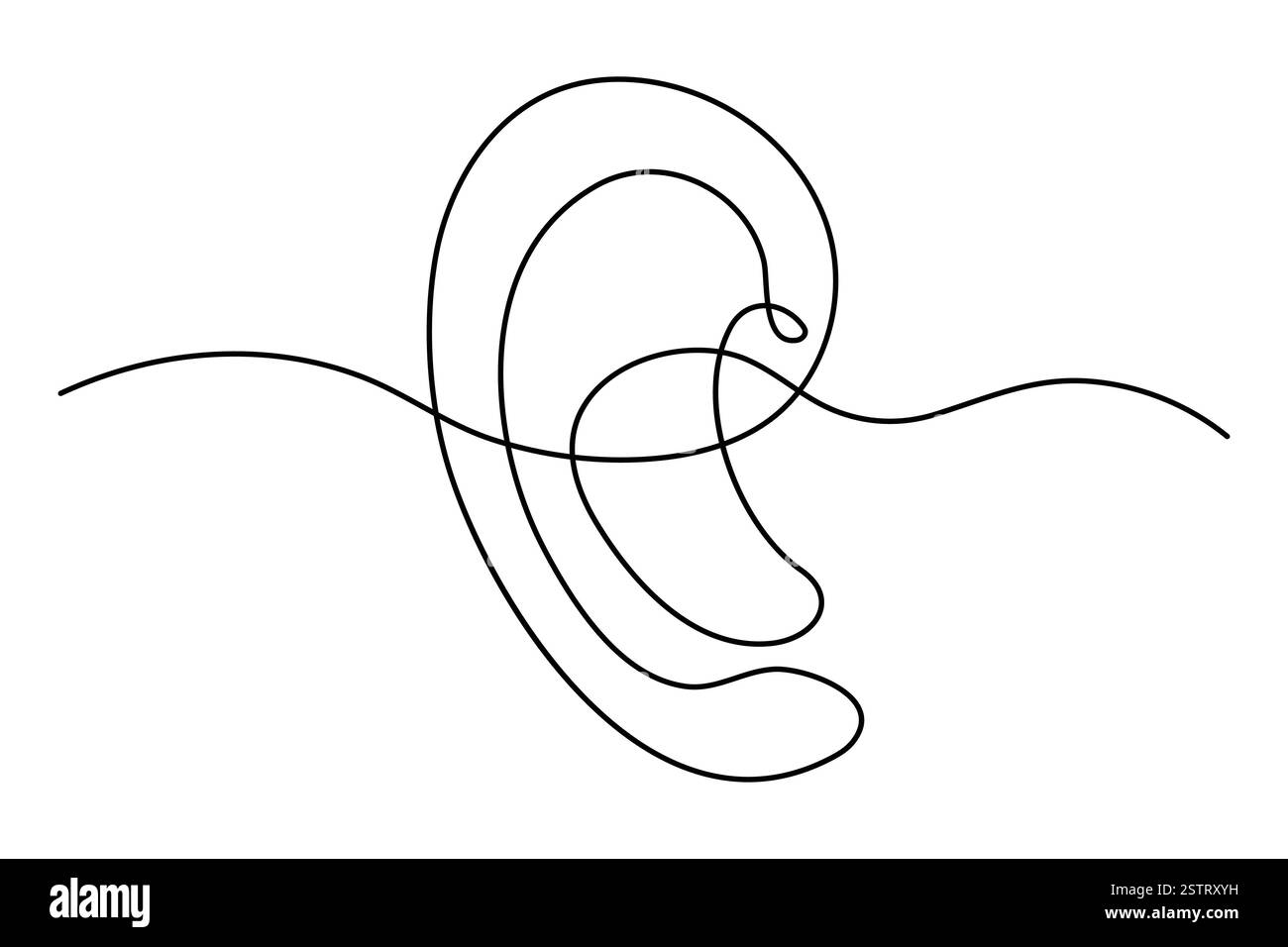 Continuous one line drawing of human ear Isolated on white background ...