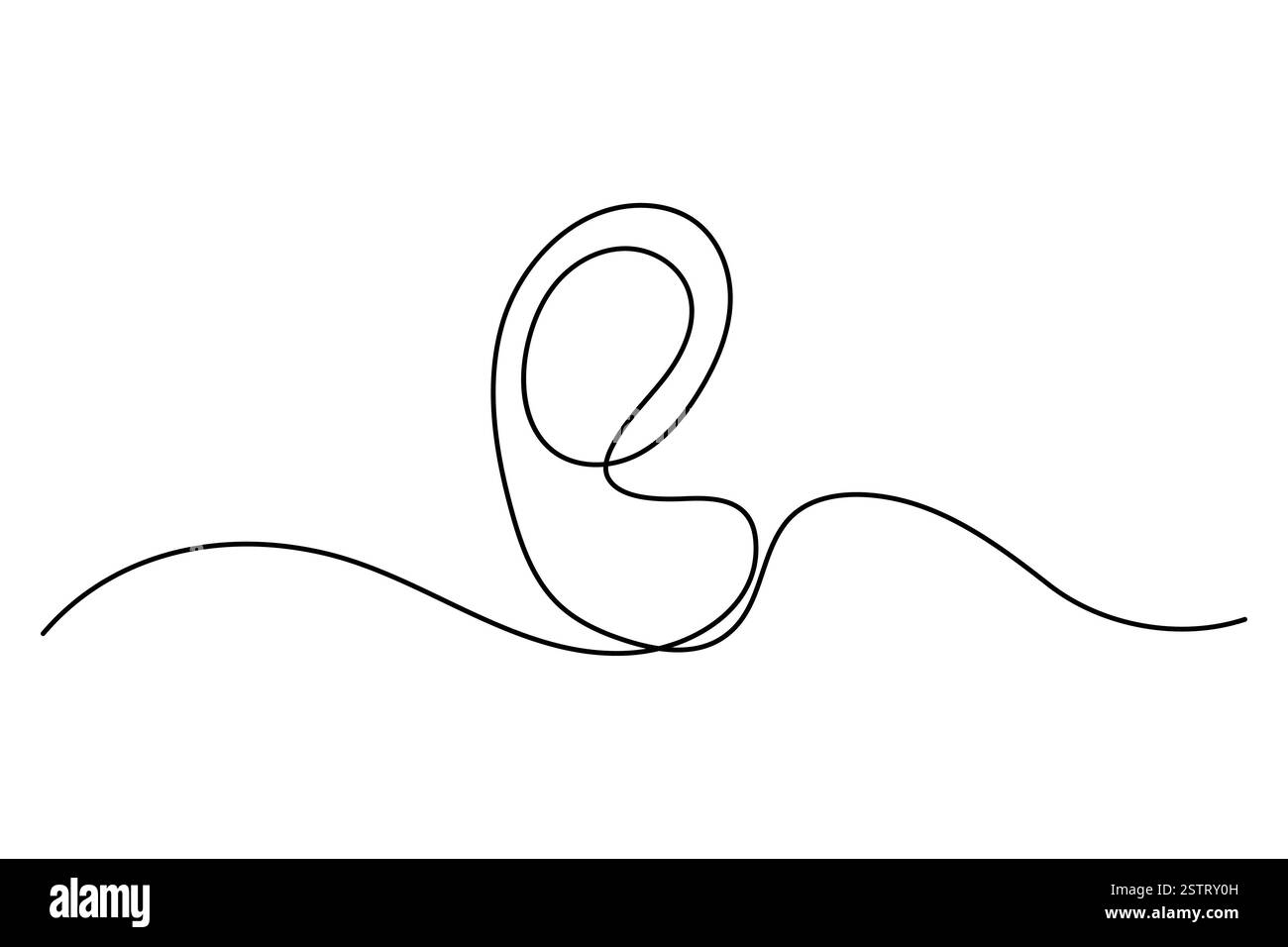 Continuous one line drawing of human ear Isolated on white background ...