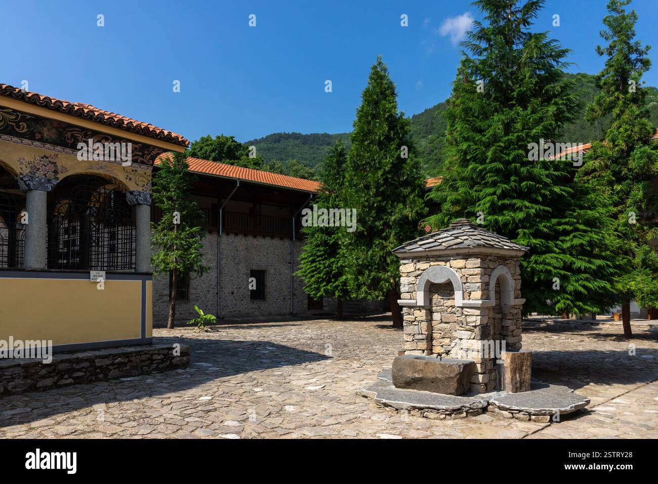 The Bachkovo Monastery of the Dormition of the Theotokos. Courtyard and ...