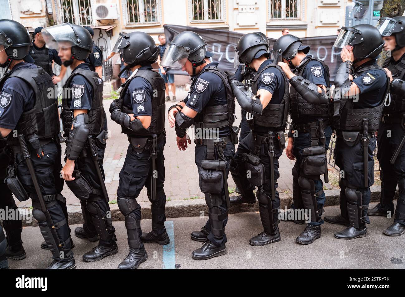 Police force to maintain order in the area during the rally Stock Photo ...