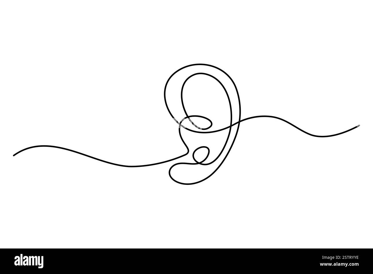 Continuous one line drawing of human ear Isolated on white background ...