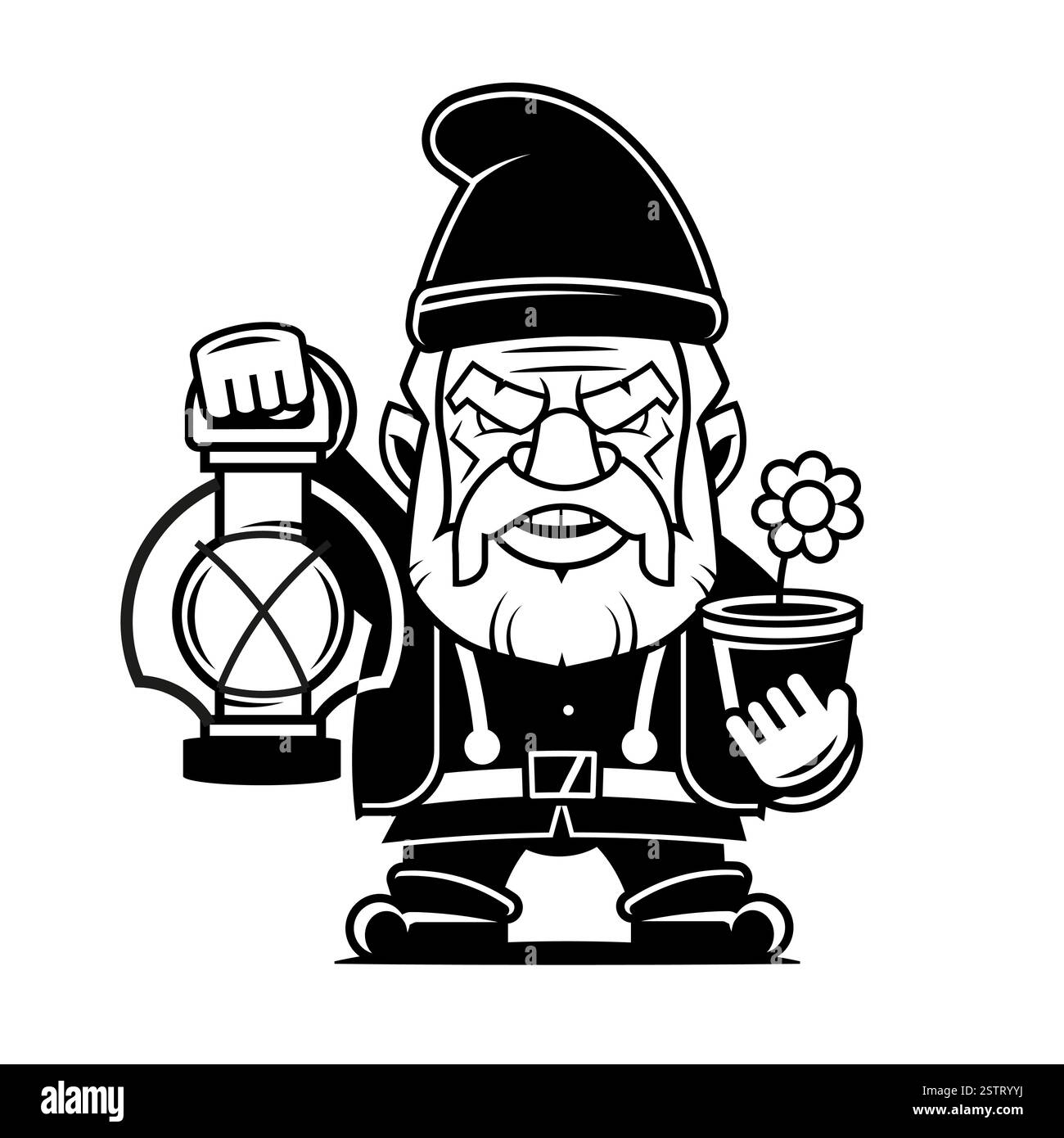 gnome vector art illustration silhouette logo design black and white ...