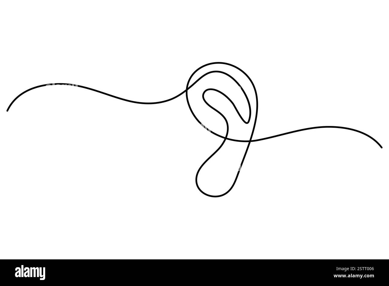 Continuous one line drawing of human ear Isolated on white background ...