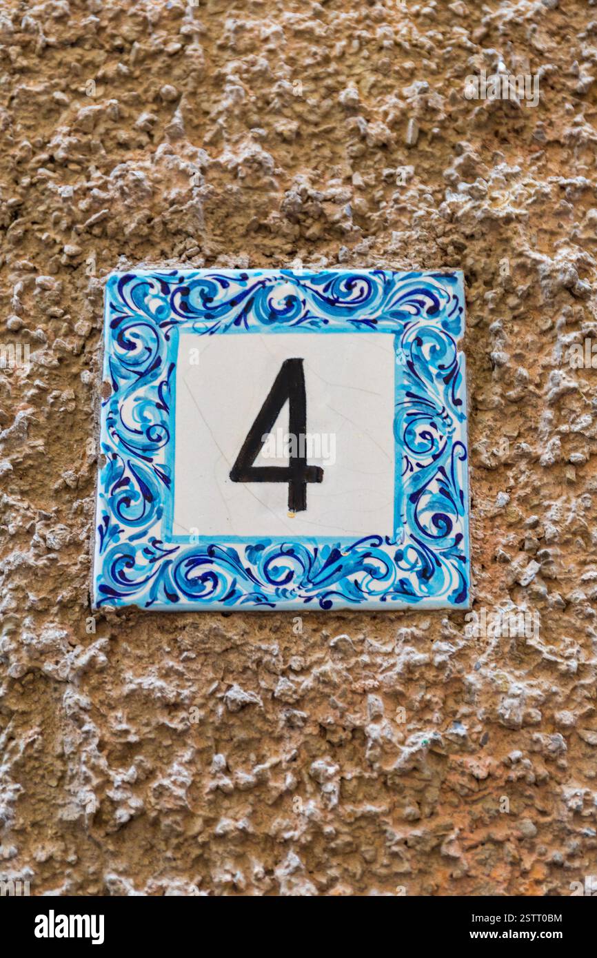 Sign house number four hi-res stock photography and images - Alamy