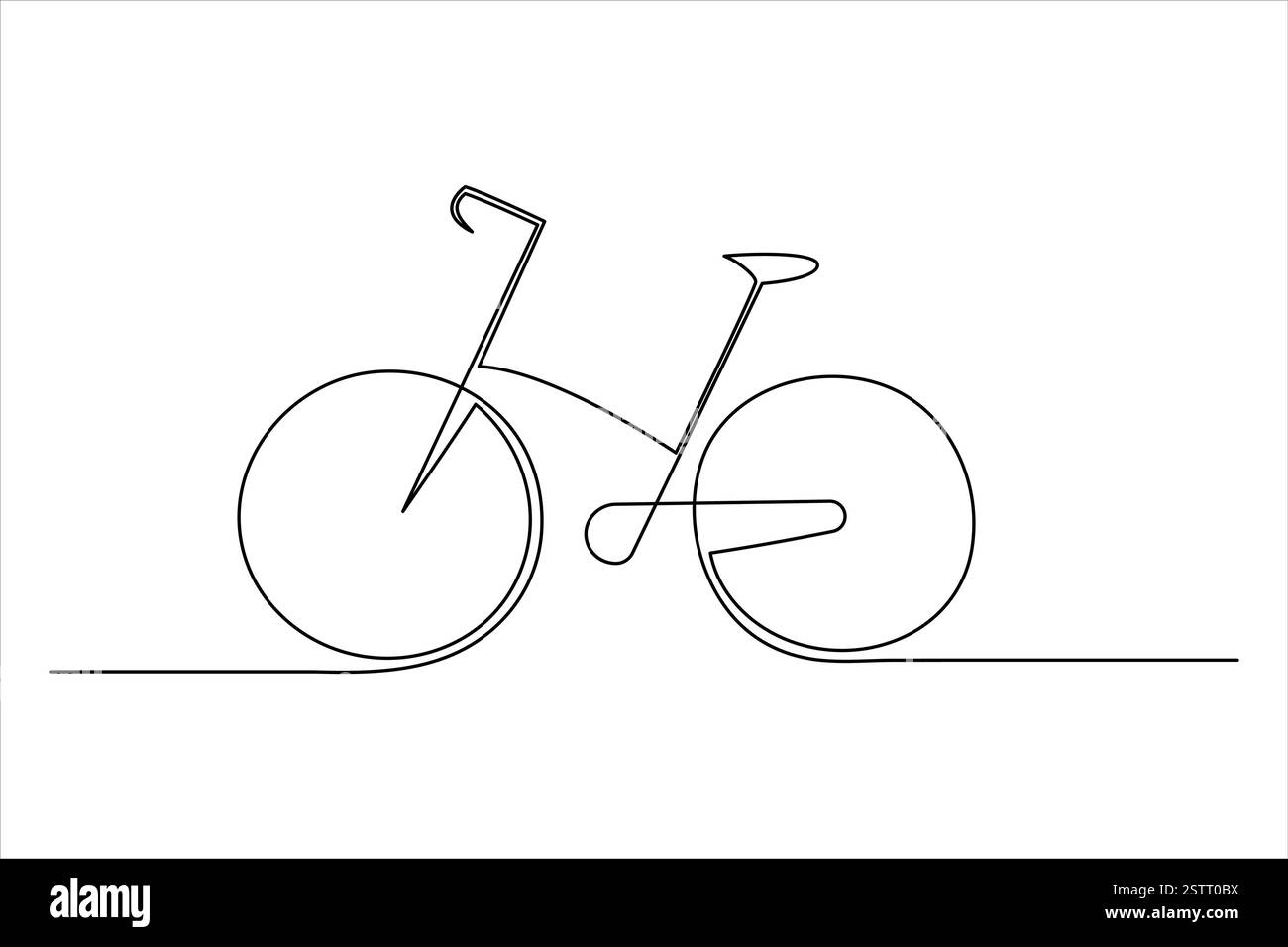Continuous one line bicycle outline on a white background vector art ...