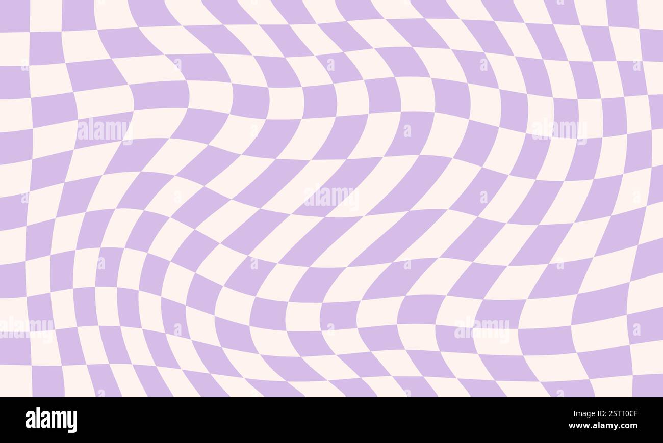 Wavy Checkered Pattern. Retro Optical Illusion Design Stock Vector ...