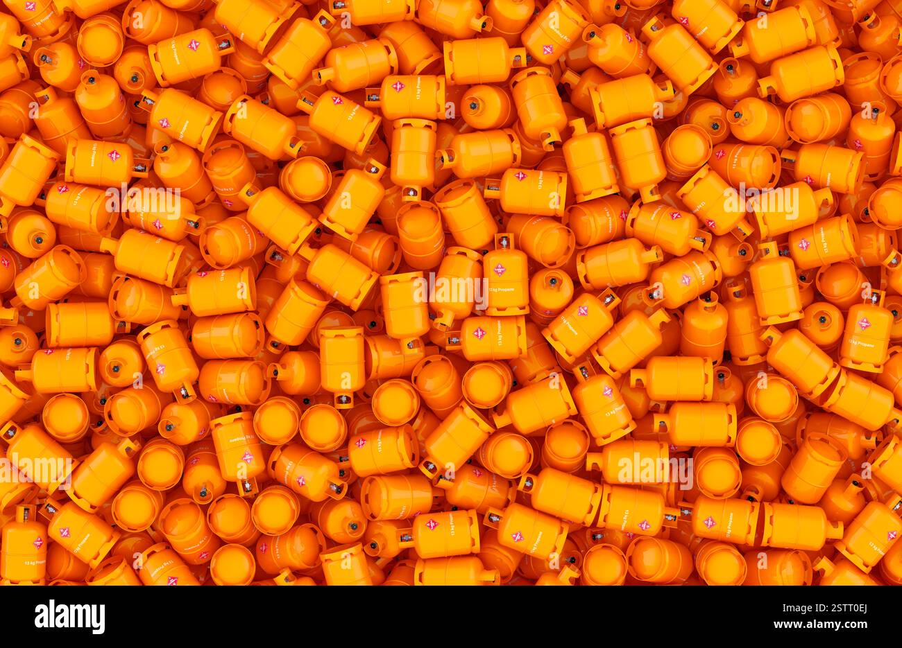 Orange propane gas cylinders background, wallpaper. 3D rendering Stock ...