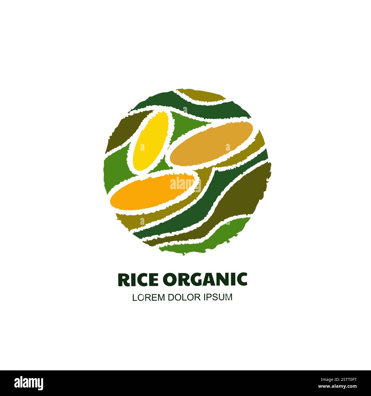 Rice logo sign emblem concept. Abstract hand drawn rice fields and ...