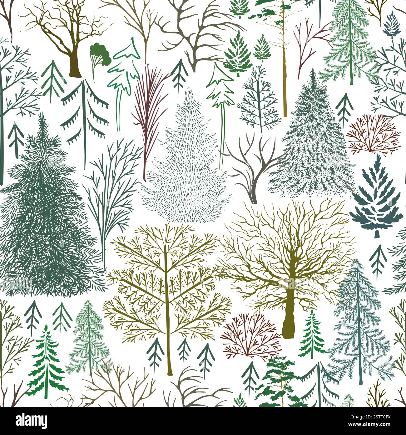 Seamless forest background. hand drawing. Not AI Vector illustration ...