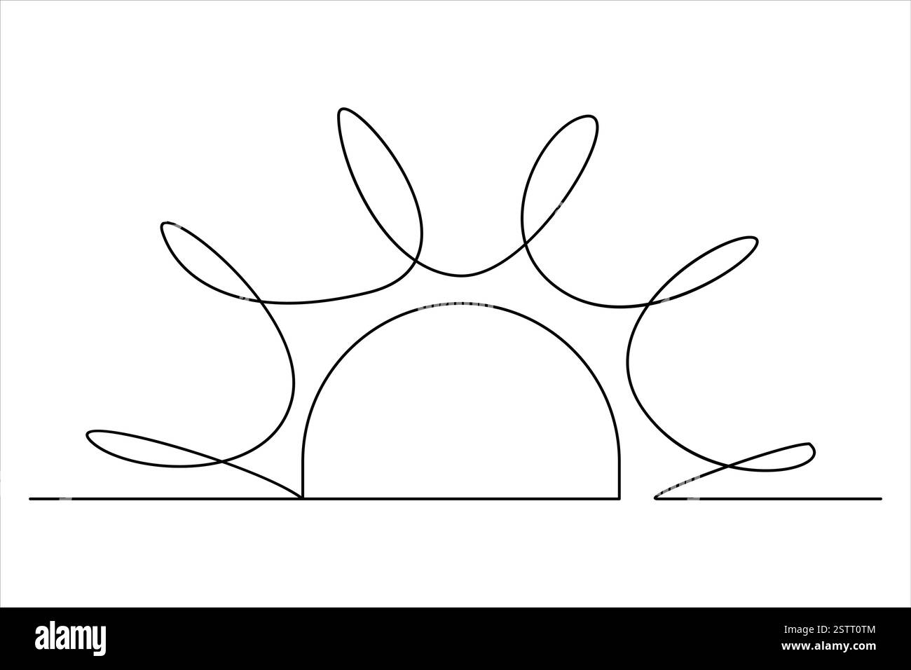 Continuous one line drawing sun art Summer sun contour line sign line ...