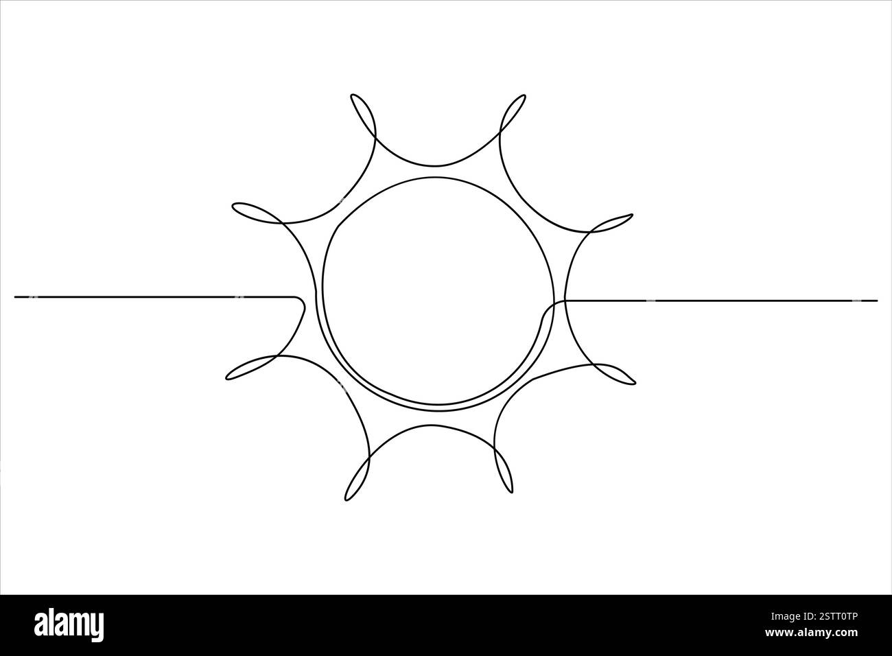 Continuous one line drawing sun art Summer sun contour line sign line ...