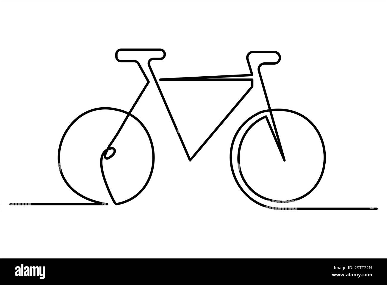 Continuous one line bicycle outline on a white background vector art ...