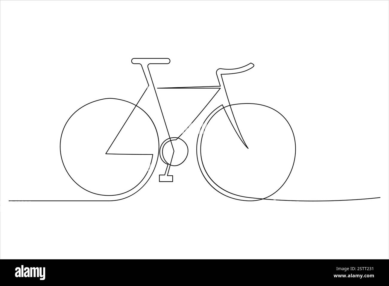 Continuous one line bicycle outline on a white background vector art ...