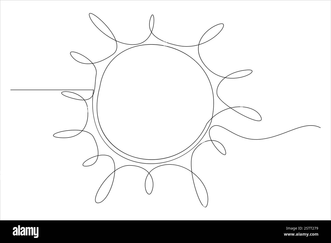 Continuous one line drawing sun art Summer sun contour line sign line ...