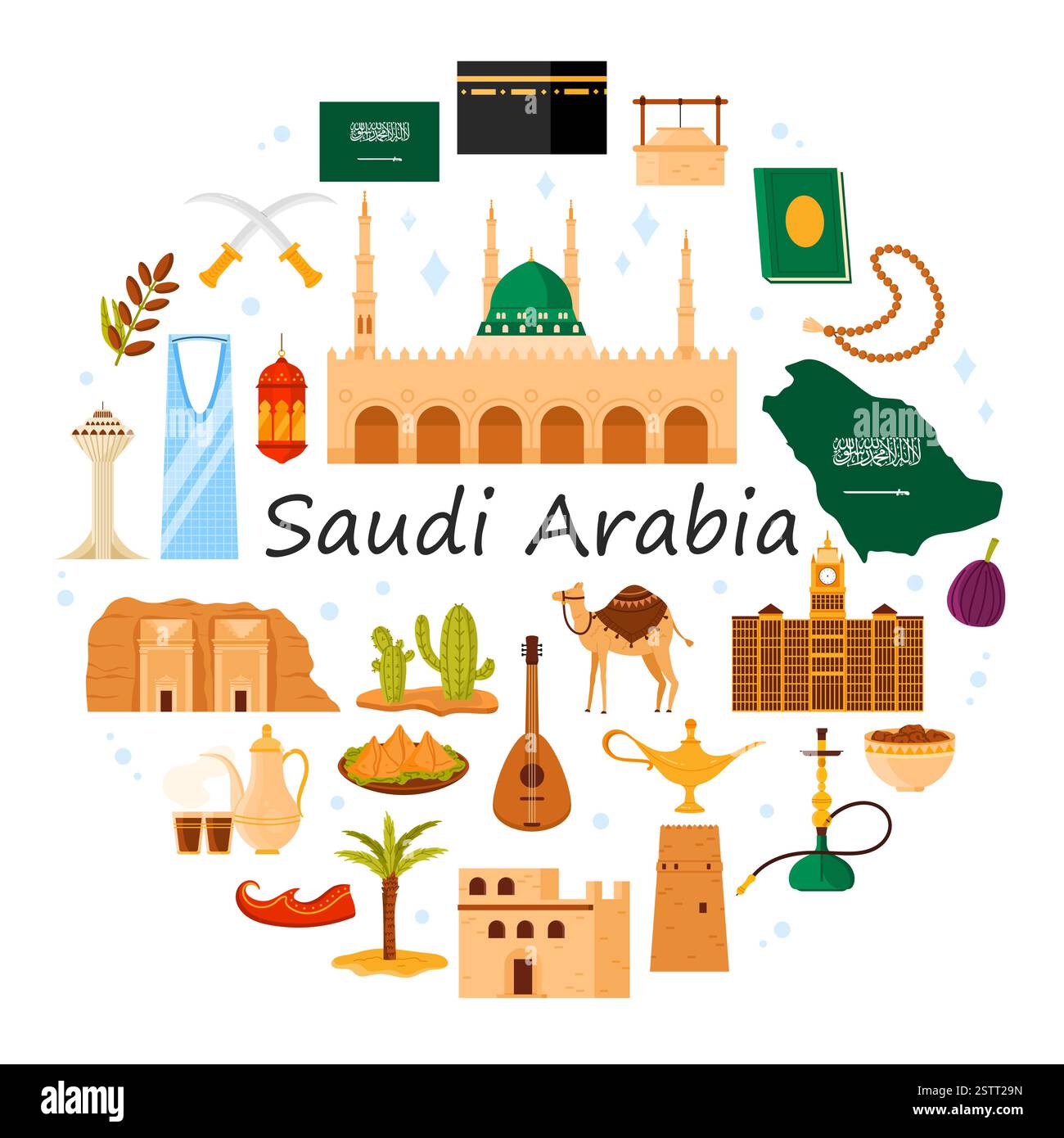 Saudi Arabia culture elements and food, modern and heritage landmark in ...