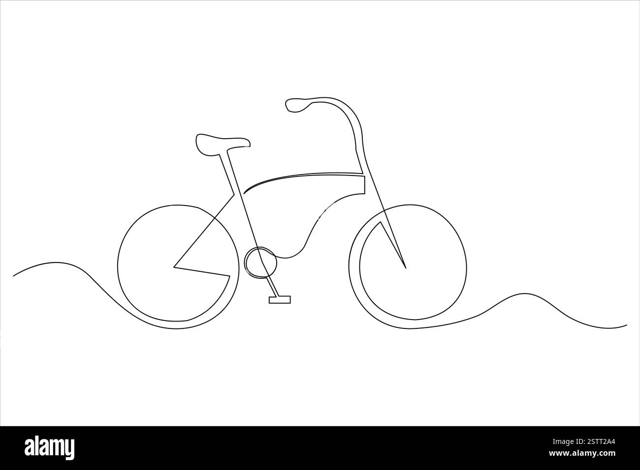 Continuous one line bicycle outline on a white background vector art ...
