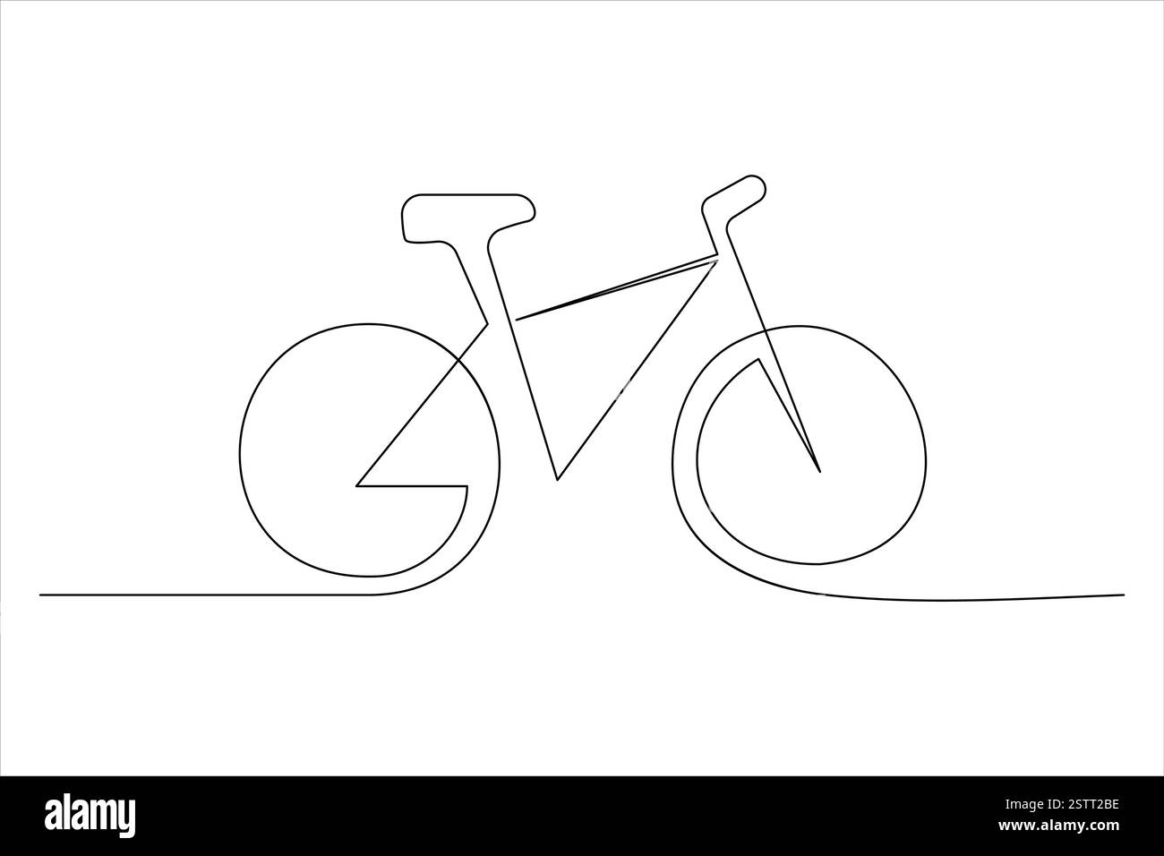 Continuous one line bicycle outline on a white background vector art ...