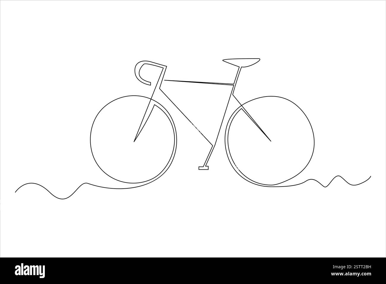 Continuous one line bicycle outline on a white background vector art ...
