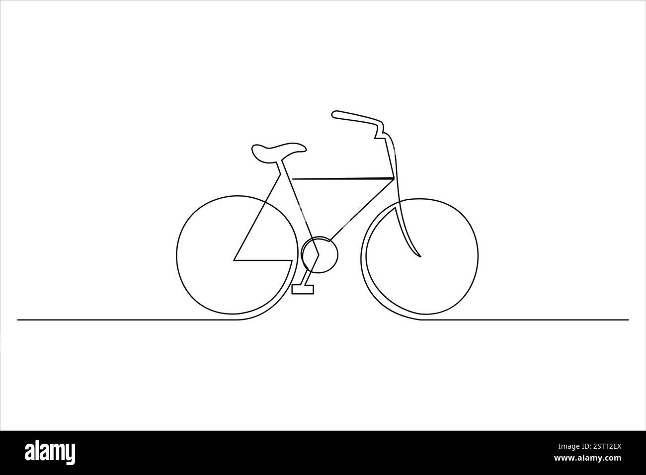 Continuous one line bicycle outline on a white background vector art ...