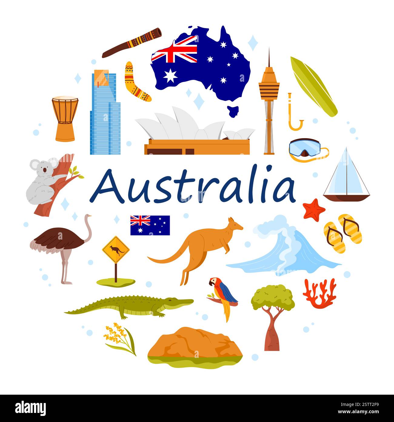 Culture elements and famous architecture, nature and wild animals of ...