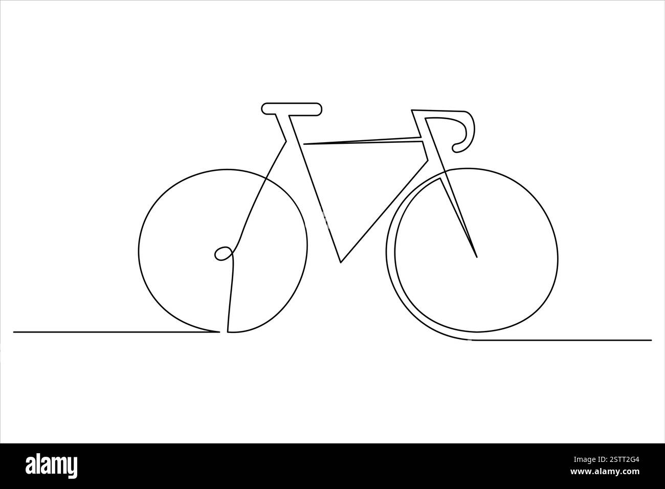 Continuous one line bicycle outline on a white background vector art ...