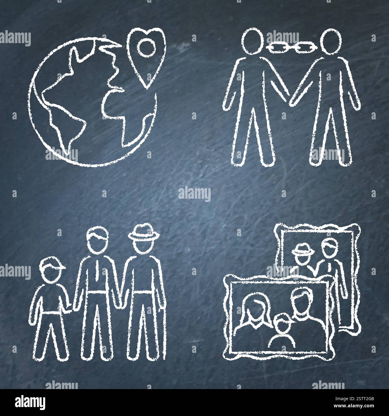Family history and generations chalkboard icon set. Vector illustration ...