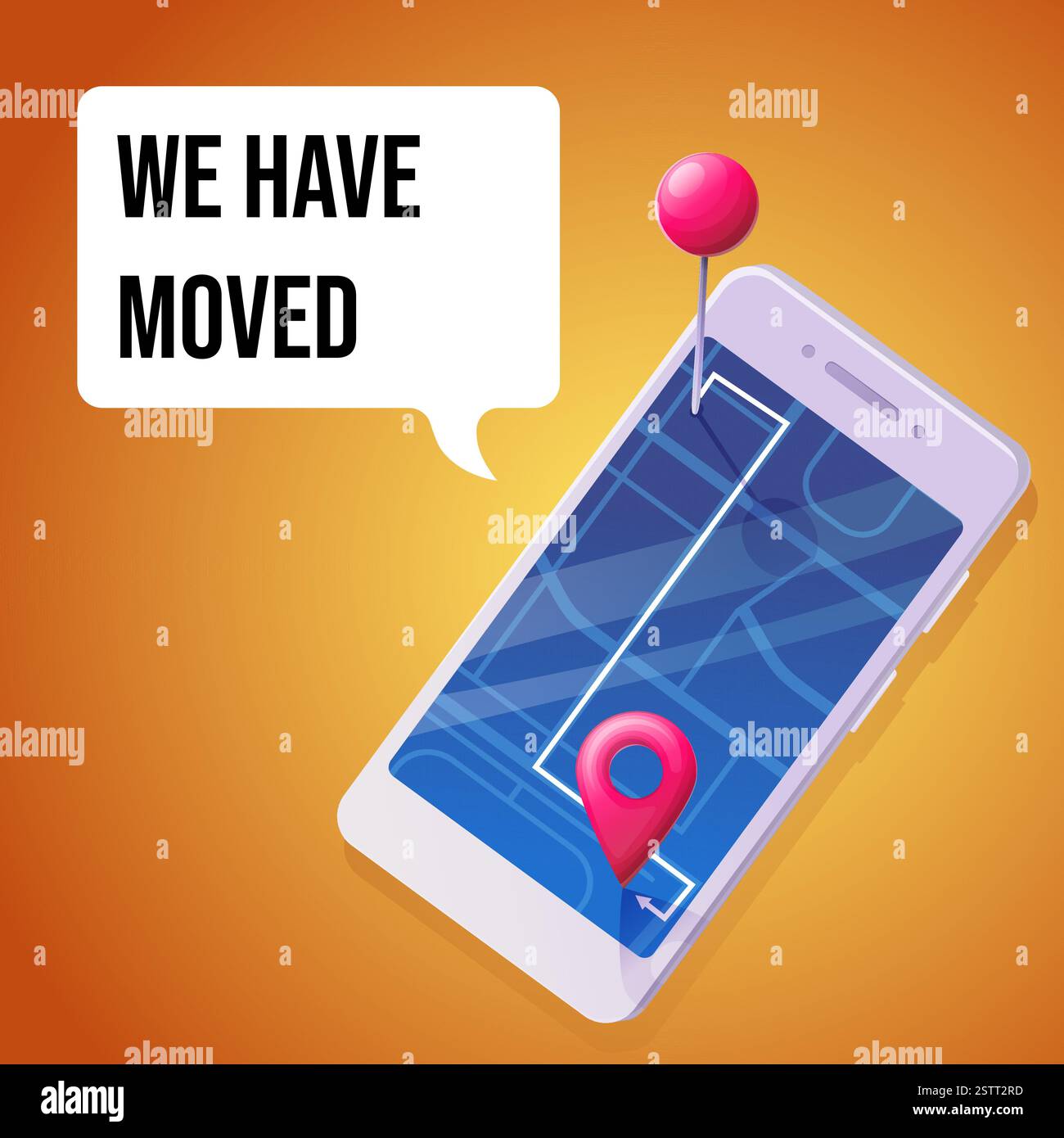 We Have Moved Location Update Announcement with Smartphone and Map ...