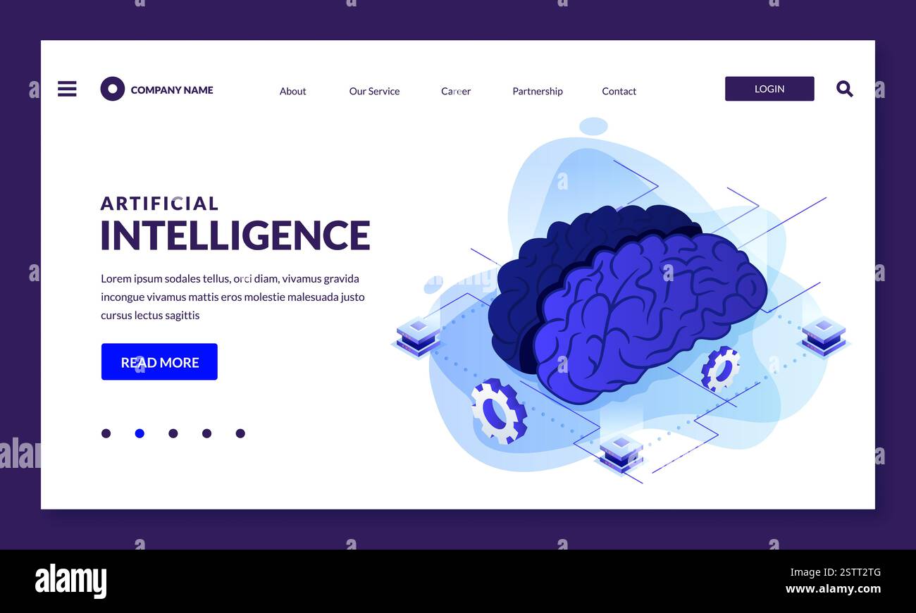 Artificial intelligence vector 3d isometric illustration. Human brain ...